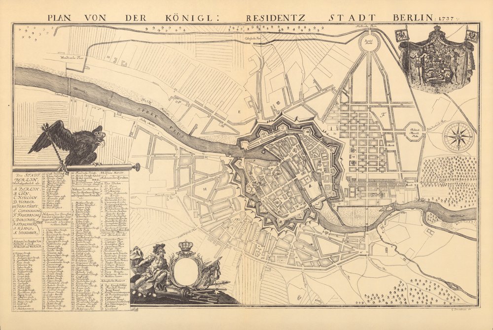 Karte von Berlin, 1737 von G. Dusableau: Kunstdruck kaufen